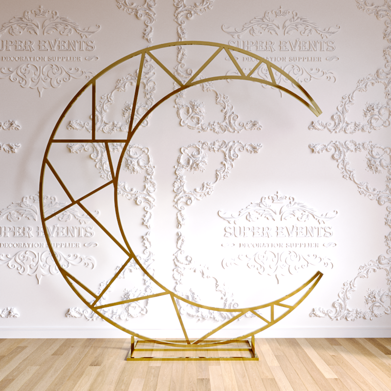 Metal Moon Shape Backdrop Stand - Gold/White – Supereventdecor