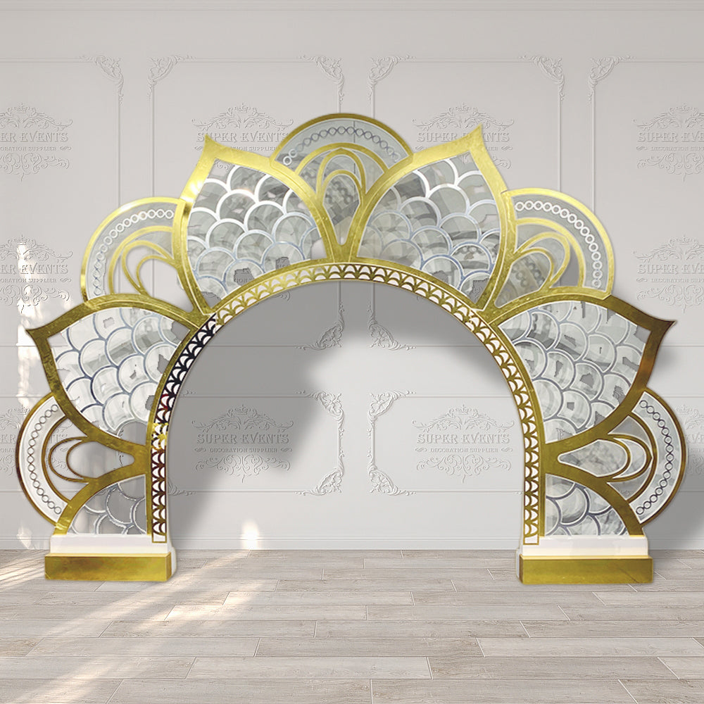 PVC Lotus Flower Arch Backdrop - Gold – Supereventdecor