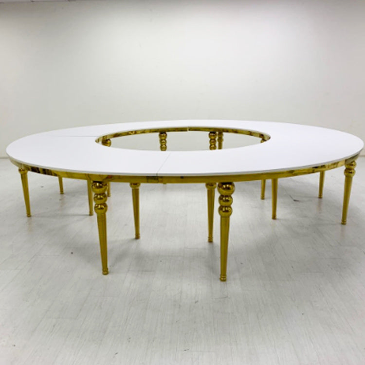 Gold Stainless Steel Round Dining Table - White – Supereventdecor